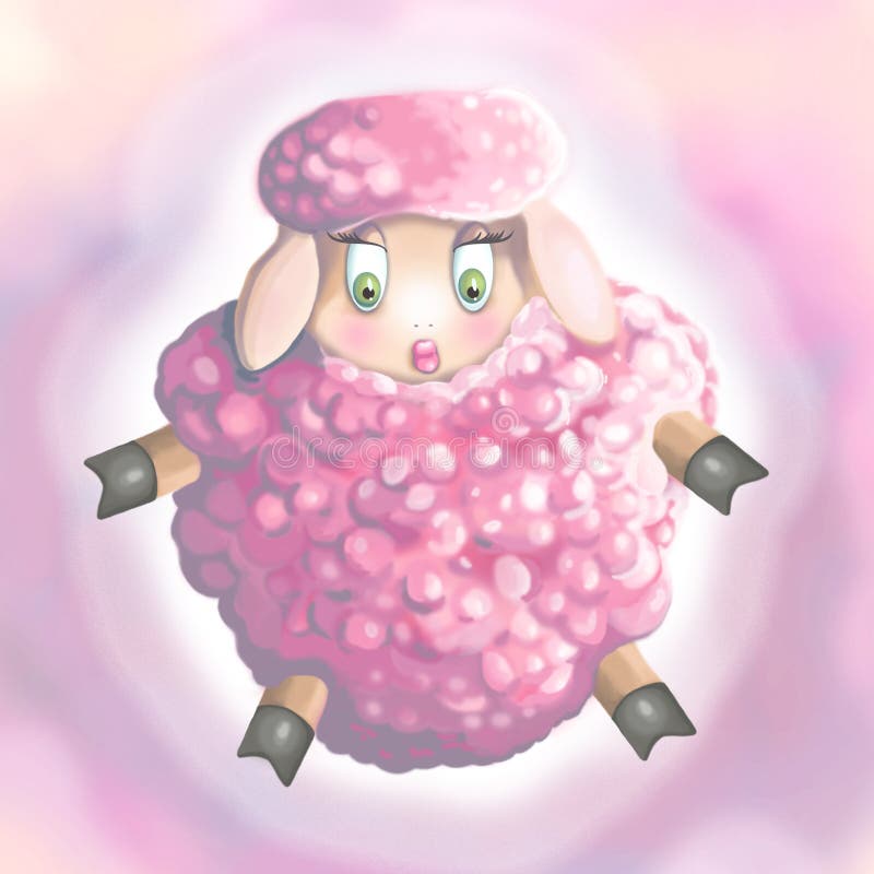 Pretty pink sheep stock illustration. Illustration of decoration - 49126133