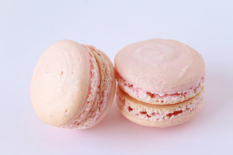Pretty Pink Strawberry Macaroons Stock Image - Image of homemade, close ...