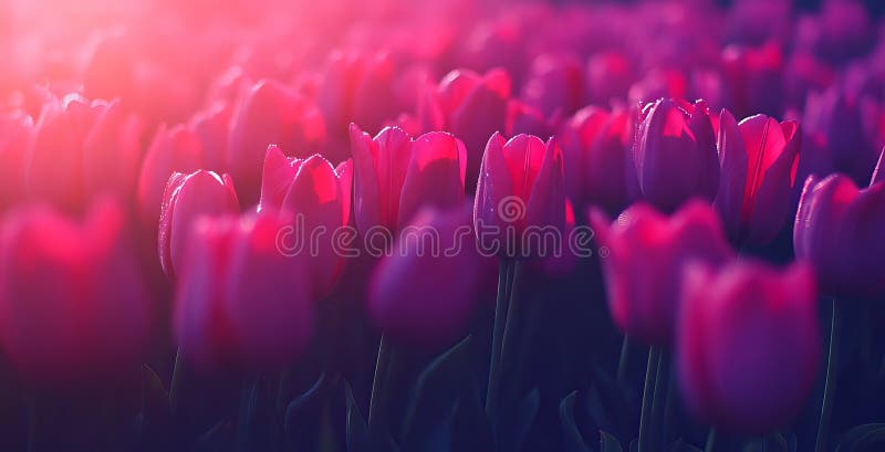 Pretty Pink Tulips. Spring Flower Scene with Space for Text Stock Image ...