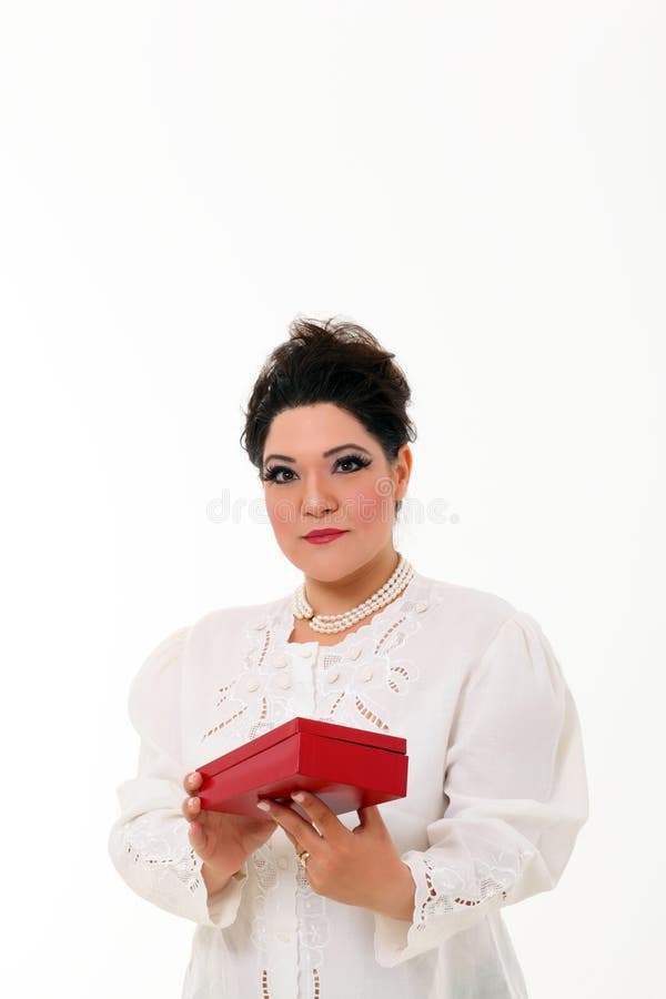 Pretty Plus Size Woman Curious Stock Image - Image of studio, white ...