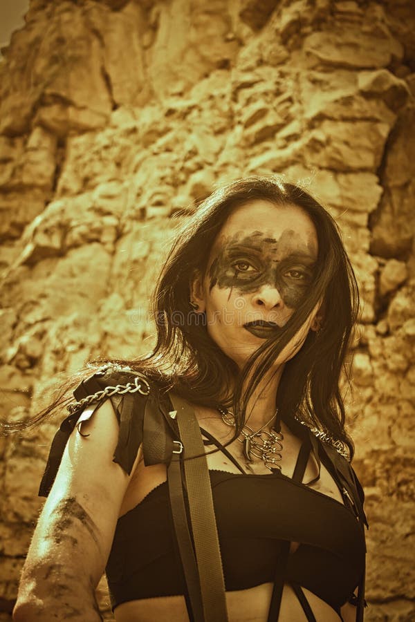 Pretty Post-apocalyptic Raider Stock Photo - Image of makeup, dramatic ...
