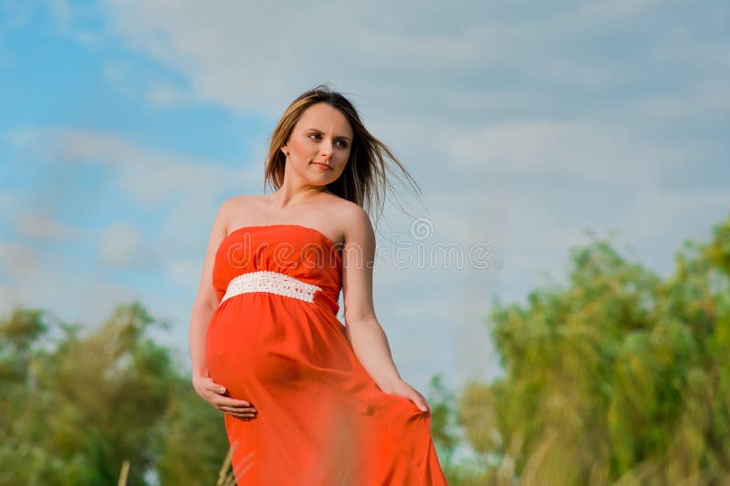 Pretty Pregnant Woman On The Nature Stock Image Image Of Lifestyle