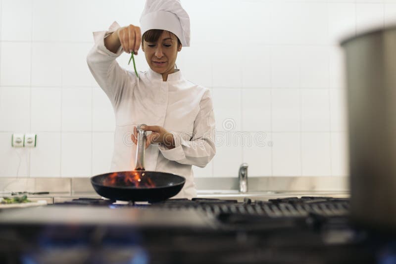 Pretty Professional Chef Cooking. Stock Photo - Image of dish ...