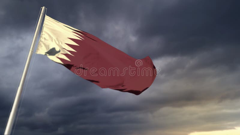 Pretty Qatar Flag on Heavy Dark Clouds Bg - Abstract 3D Rendering Stock ...