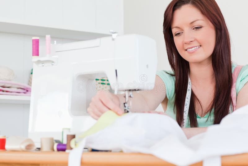 Beautiful Girl Sewing stock photo. Image of sewing, peaceful - 10320684