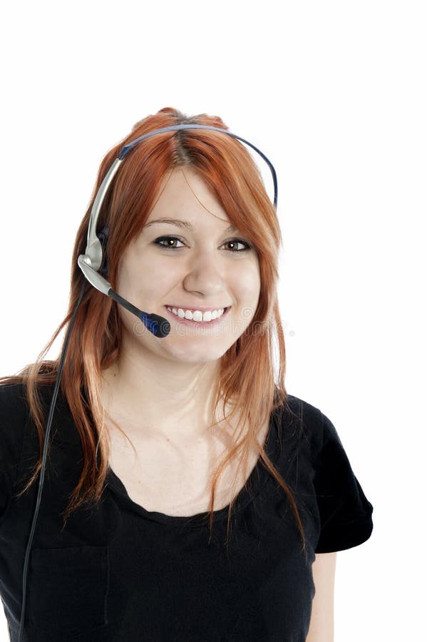 Pretty Redhead Receptionist Stock Image - Image of headshots, female ...