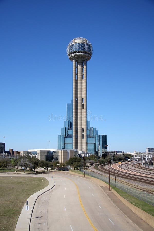 Pretty Reunion Tower stock image. Image of blue, road - 29288641