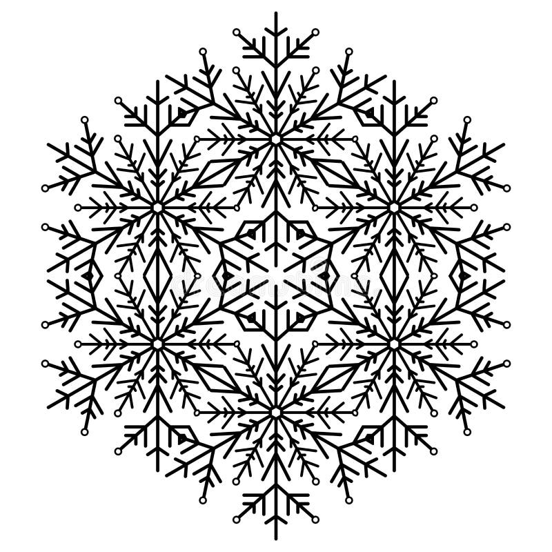 Pretty Round Snowflake stock illustration. Illustration of natural ...