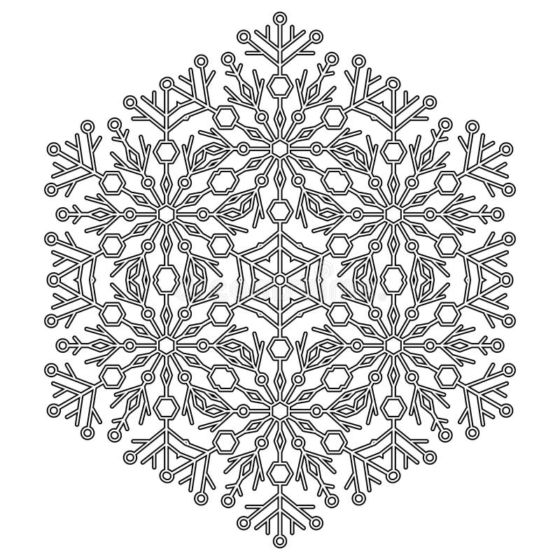 Pretty Round Snowflake stock illustration. Illustration of abstract ...