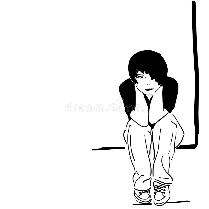 Sad Woman Black And White Drawing