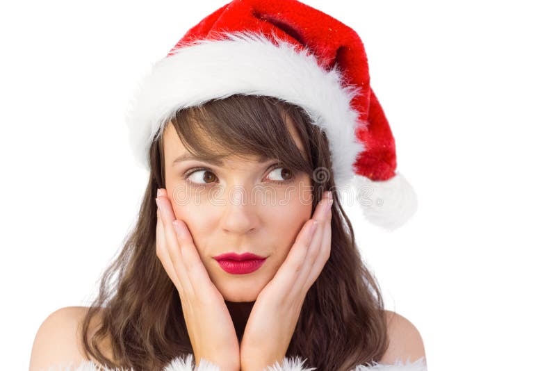 Pretty Santa Girl Smiling at Camera with Poster Stock Image - Image of ...