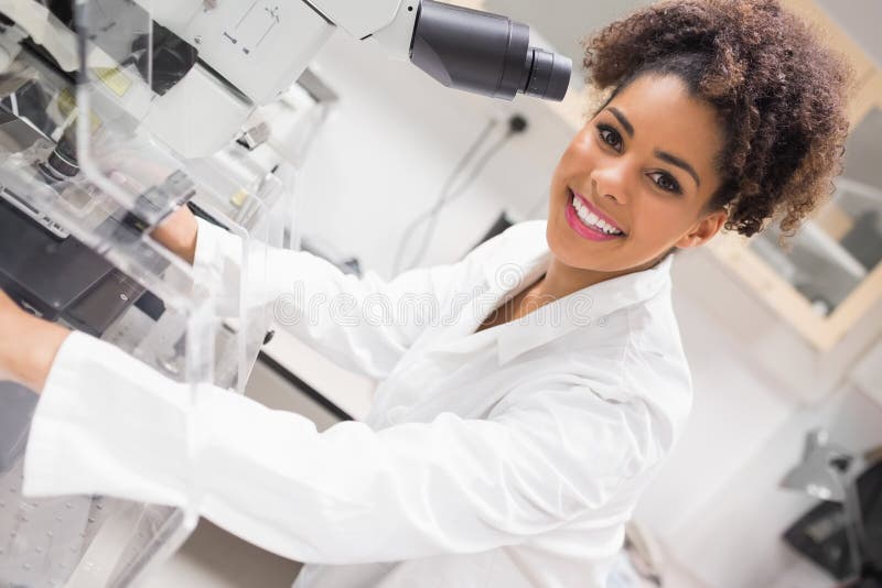 Pretty Science Student Using Microscope Stock Photos - Free & Royalty ...