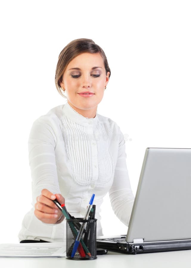 Pretty secretary at work stock image. Image of office - 18995633