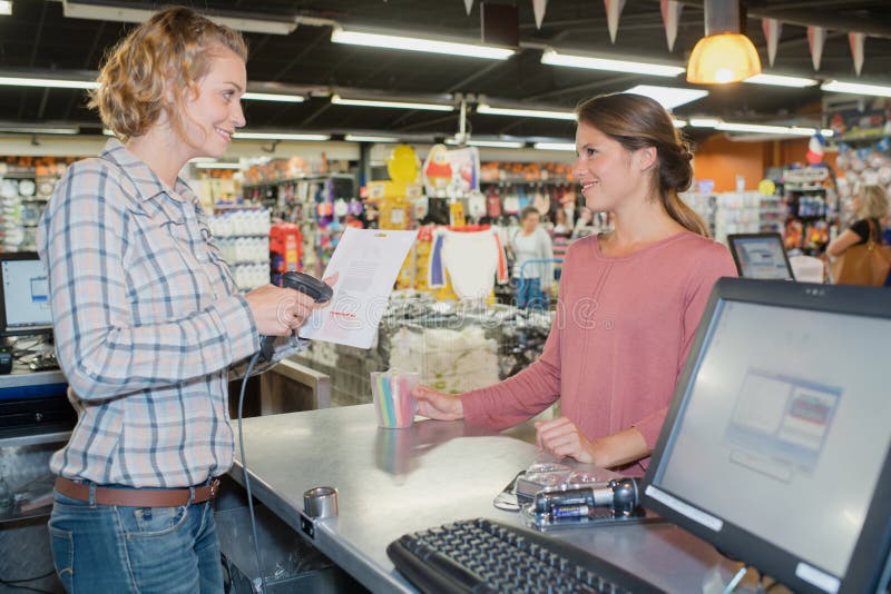 Pretty Shop Assistant Serving Beautiful Client Stock Photo - Image of ...