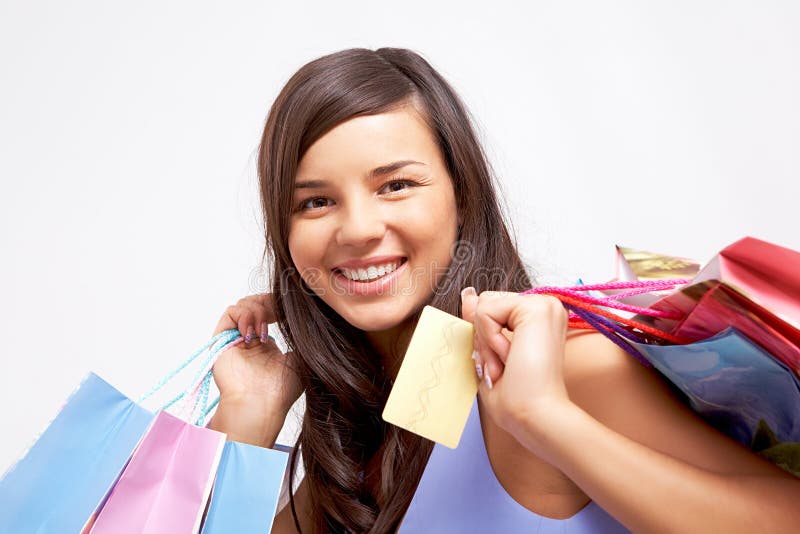 Pretty shopaholic stock image. Image of female, consumer - 17054327