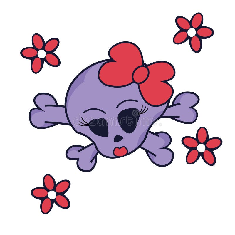 Cartoon Skull And Crossbones Girl