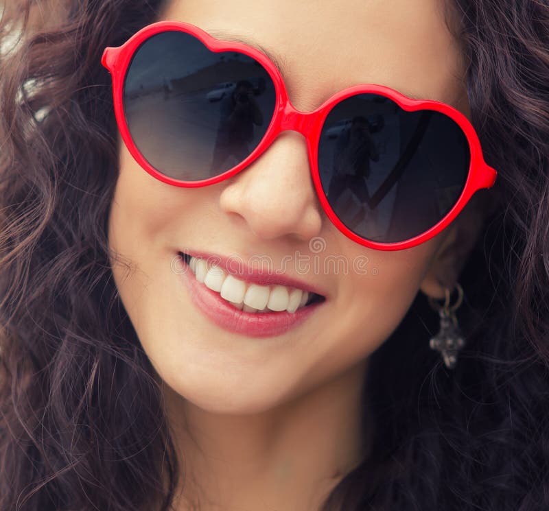 Pretty Smile and Heart Shape Glasses Stock Image - Image of smile ...