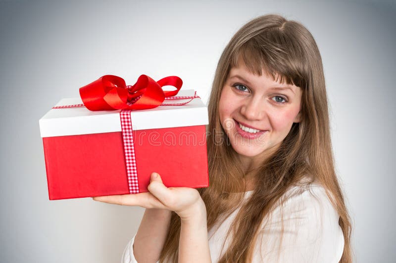 Pretty Smiling Woman with Red Gift Box Stock Image - Image of happy ... Pretty Smiling Woman with Red Gift Box Stock Image - Image of happy ...