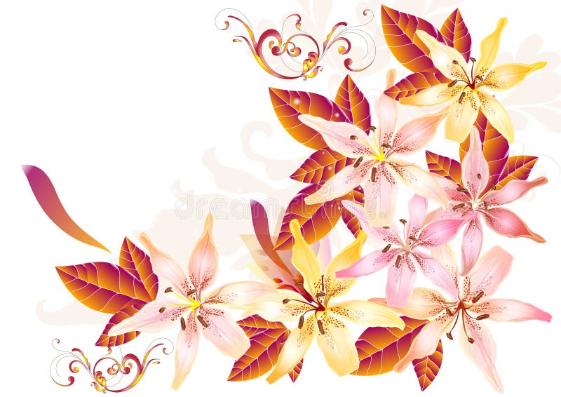 Pretty Soft Card with Vector Lily Stock Vector - Illustration of ...