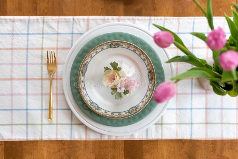Pretty Spring Table Setting Stock Photo - Image of easter, cutlery ...