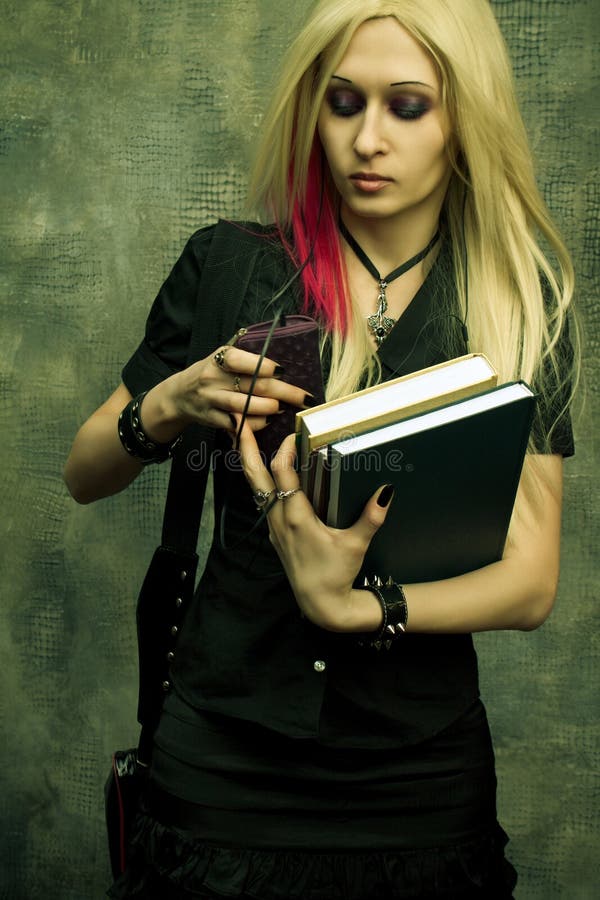 Pretty student with books stock photo. Image of gothic - 29347978