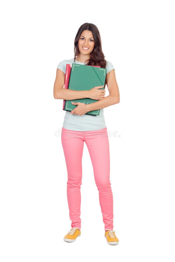 Pretty Student Girl with Pink Pants Stock Photo - Image of lifestyle ...