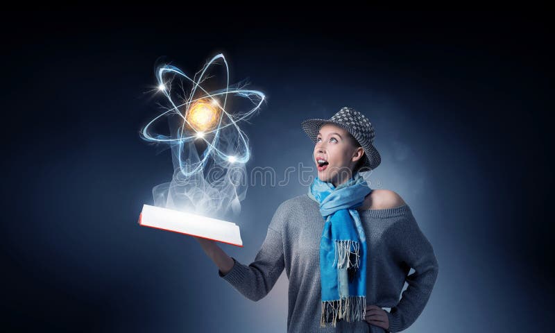 Pretty Student Studying Science . Mixed Media Stock Photo - Image of ...