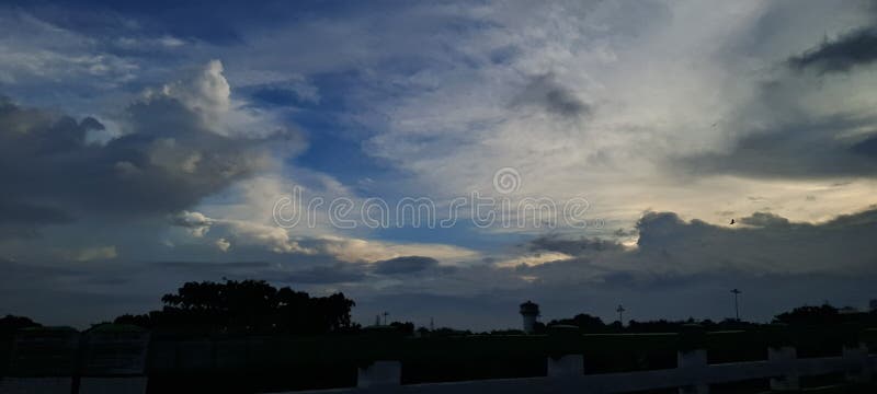 Pretty Sunset with White and Blue Shades Stock Photo - Image of pretty ...