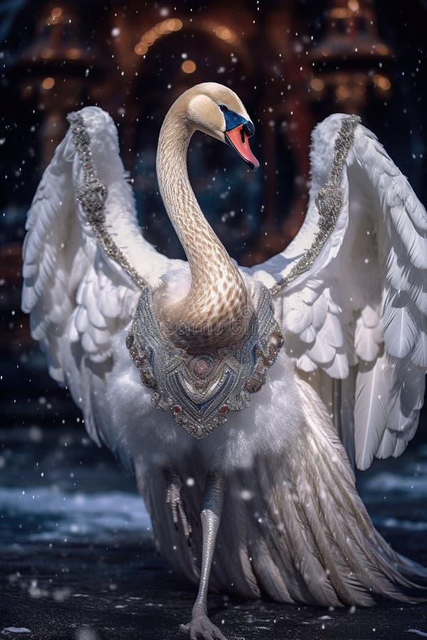 Pretty Swan in a Ballet Skirt Sequins. Generative AI Stock Illustration ...