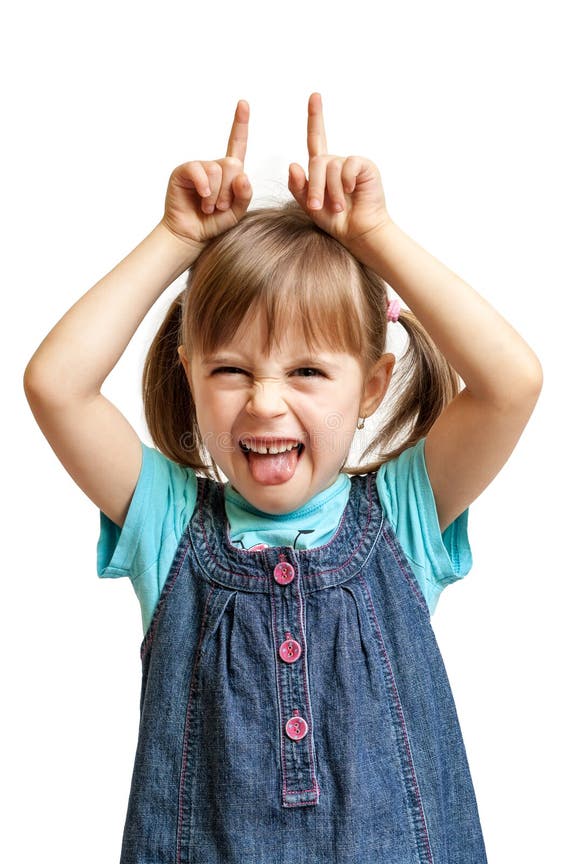 Pretty Sweet Young Girl Doing Evil Devil Isolated Stock Image - Image ...