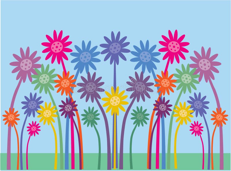 Pretty symmetrical flowers stock vector. Illustration of cheerful ...