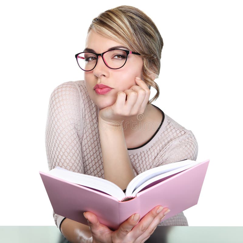 Pretty Teacher with Book Look at Camera Stock Photo - Image of austere ...