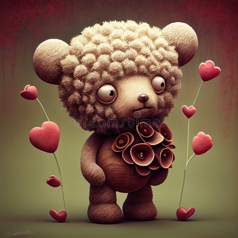 Pretty Teddy Bear Brown Loved- Stock Illustration - Illustration of ...