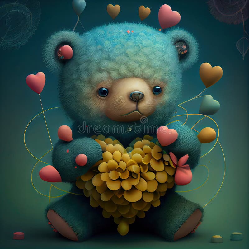 Pretty Teddy Bear Withe with Sitting with Elegant White Filigree Heart ...