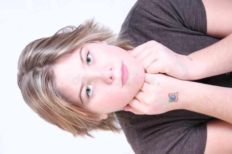 Pretty teen stock photo. Image of teenager, grumpy, upset - 1735100