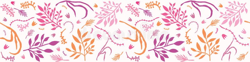 Pretty Tossed Leaves Pattern. Seamless Repeating. Hand Drawn Vector ...