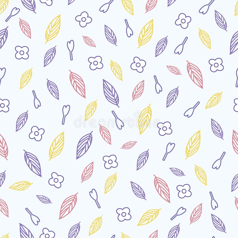 Pretty Vector Seamless Background Pattern Design with Leaves Flowers ...