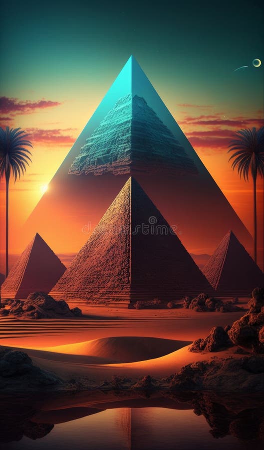Pretty View of Pyramids in Egypt with Trees Generative AI Stock ...
