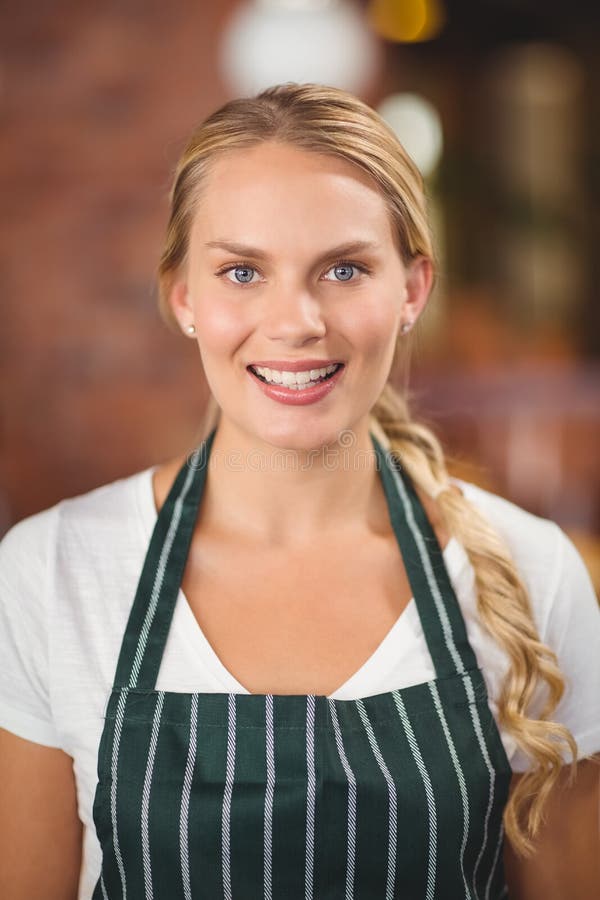 Pretty Waitress Looking at the Camera Stock Image - Image of server ...