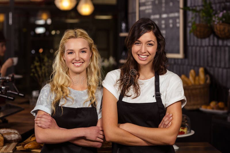 Pretty Waitresses Working with a Smile Stock Photo - Image of standing ...
