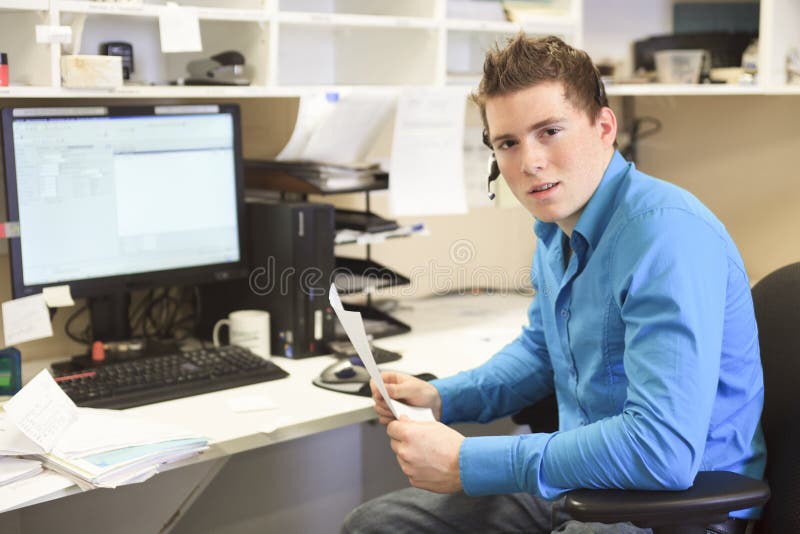 A Pretty Warehouse Manager Computer Stock Image - Image of people ...