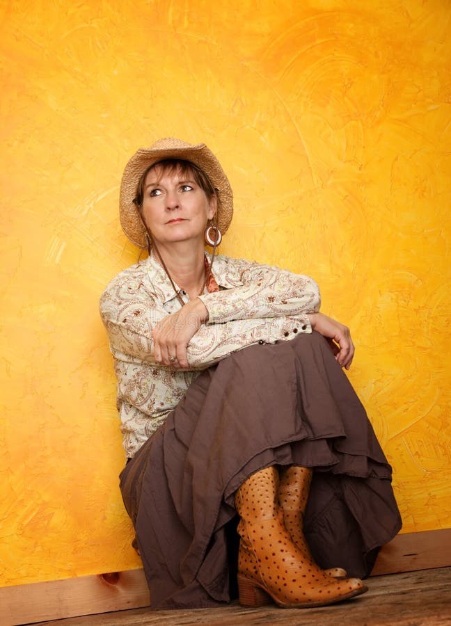 Pretty Western Woman stock photo. Image of cowboy, alone - 16157700