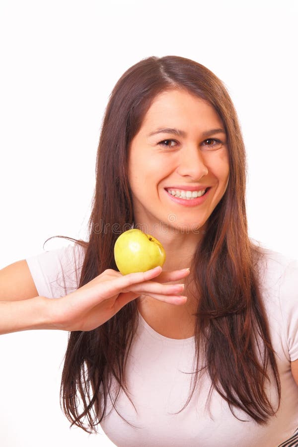 Pretty woman with an apple stock image. Image of human - 28146779