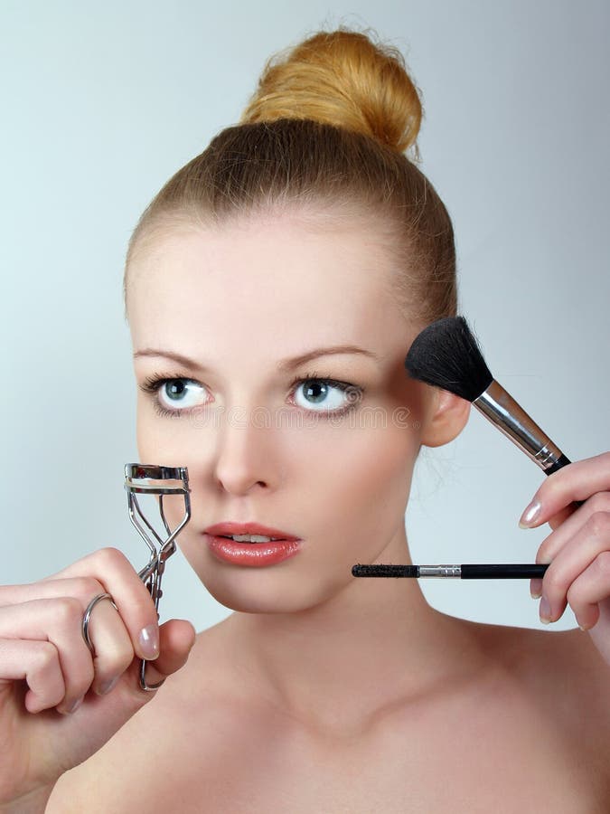 Portrait with an Original Colour Make-up Stock Image - Image of black ...