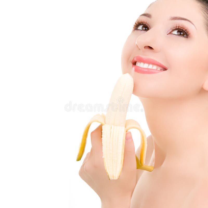 Pretty woman with banana stock image. Image of fashion - 7417061