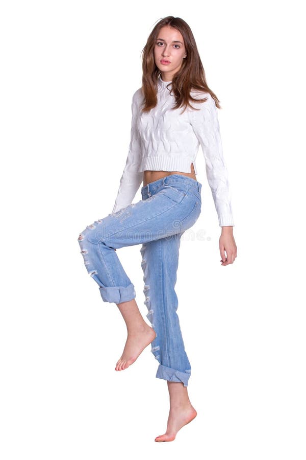 Pretty woman in blue jeans stock photo. Image of jeans - 70111214