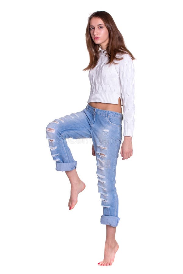 Pretty woman in blue jeans stock photo. Image of jeans - 70111214