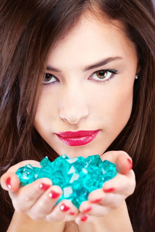 Pretty Woman with Blue Rocks Stock Photo - Image of good, elegant: 22638482