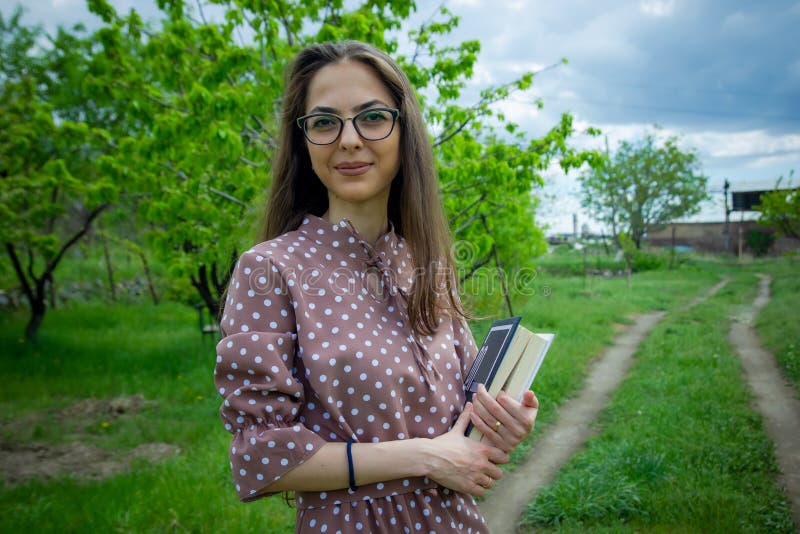 Pretty Woman with Book, Woman Reading a Book Outdoors Stock Image ...