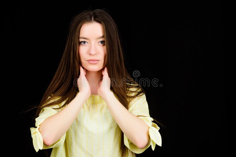 Pretty Woman With Brunette Hair Skincare Cosmetics And Makeup Fashion